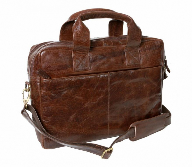 Taška na notbook z pravej kože LAGEN hnedá