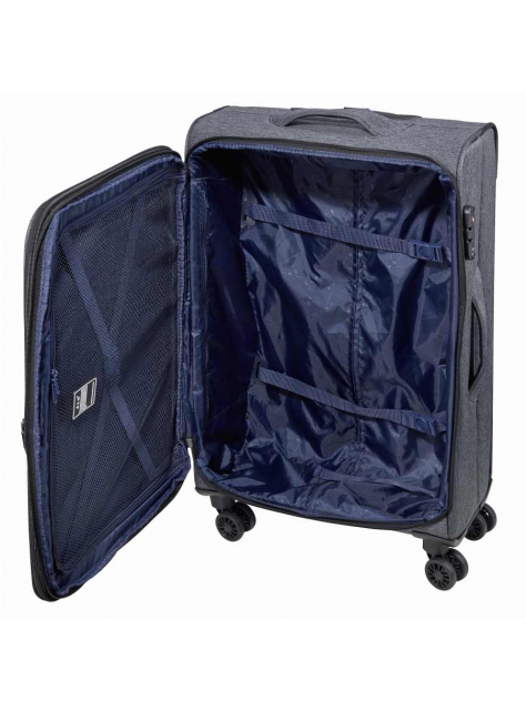 Stredný cestovný kufor textilný modrý 7364
