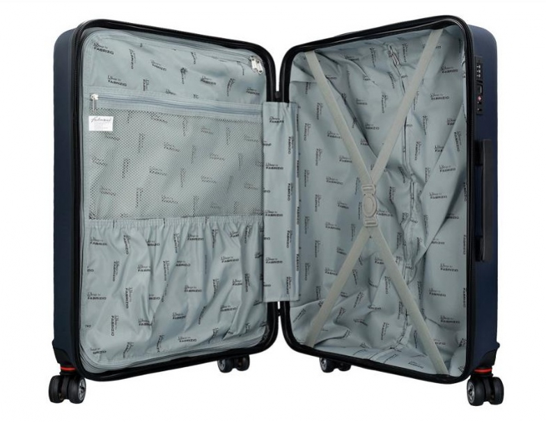 Stredný cestovný kufor modrý FABRIZIO (TSA zámok)